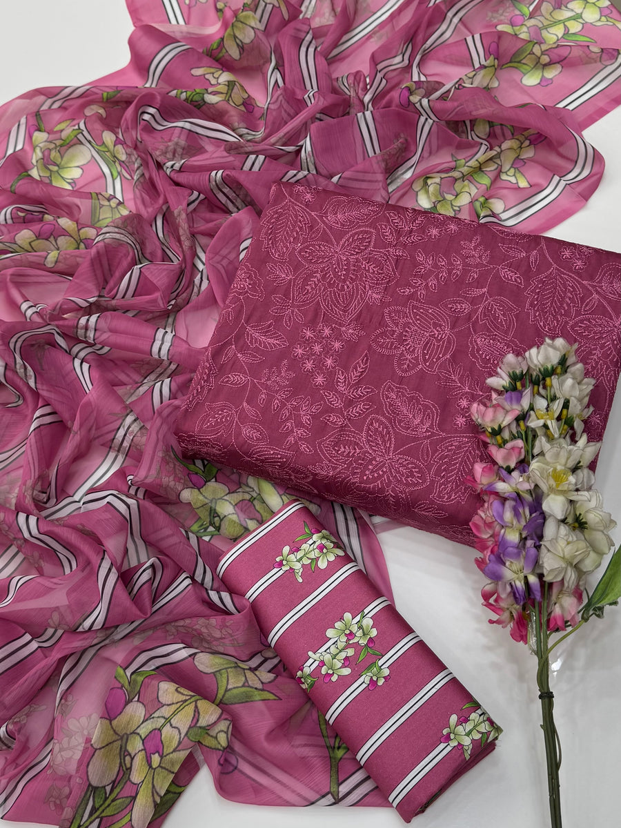 Handmade Style Bareeze Embroidery 🧵 Lawn 3 Pc Dress 👗– Khawaja Embroidery