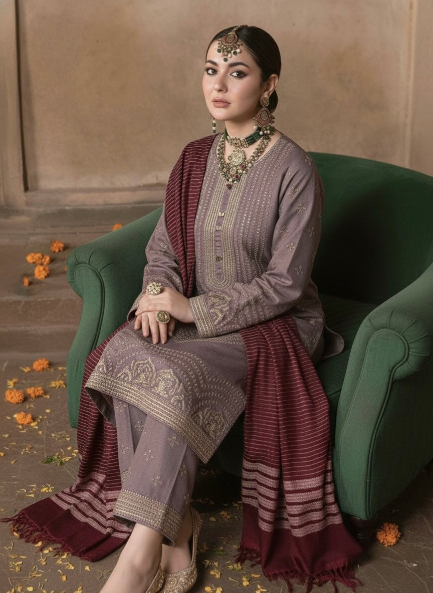 🔥 #WINTER’s Most Beautiful Sequence Work 3 PC Dress 👗– Khawaja Embroidery