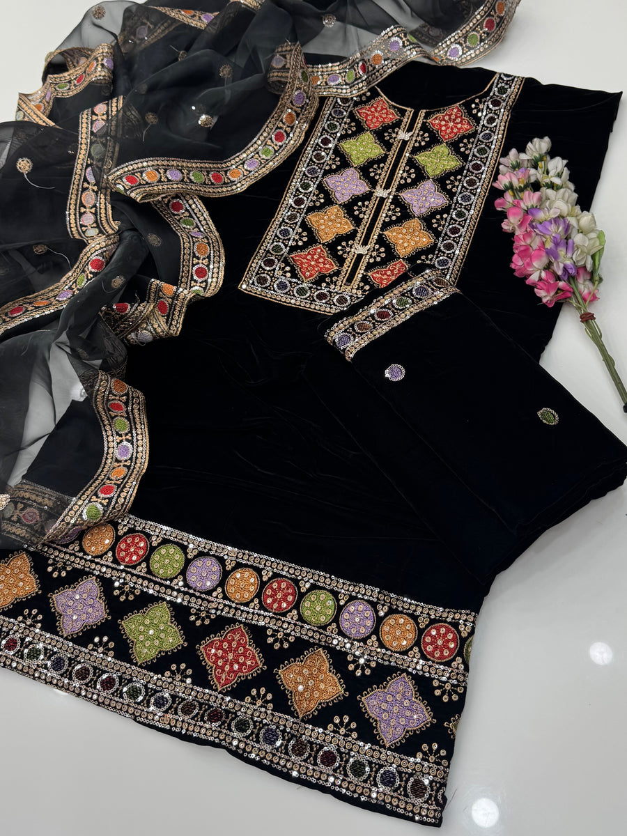 💕 #VELVET #FANCY 3PC 💕– Khawaja Embroidery