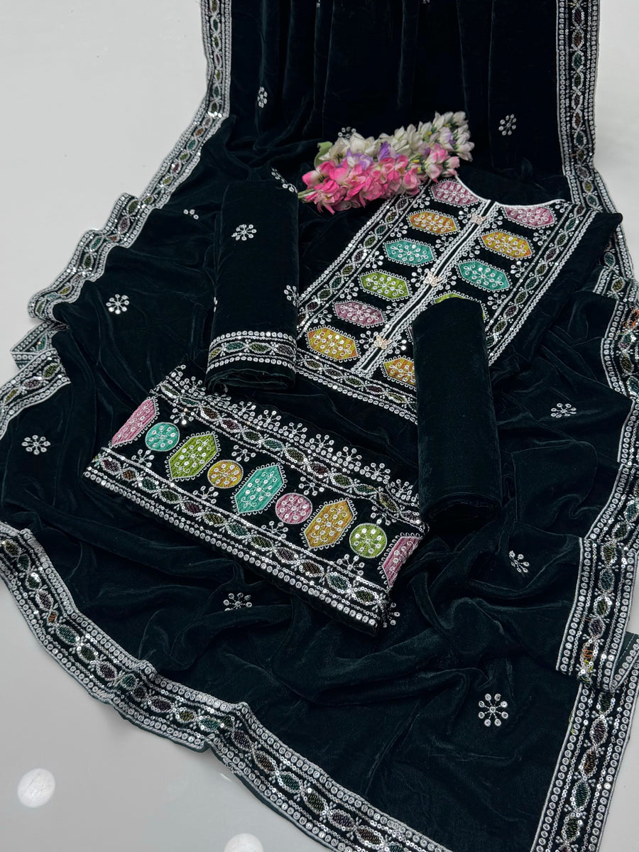 💕 VELVET 9000 Pound 3 PC 💕– Khawaja Embroidery